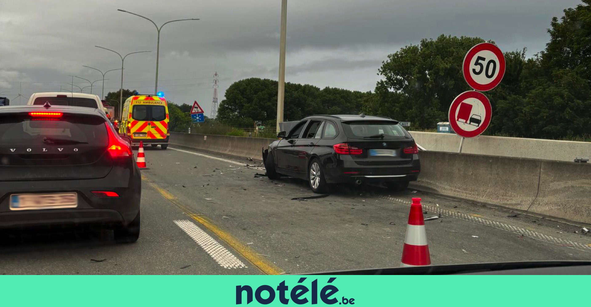 E42 : un important accident dans la zone de travaux du pont de Froyennes